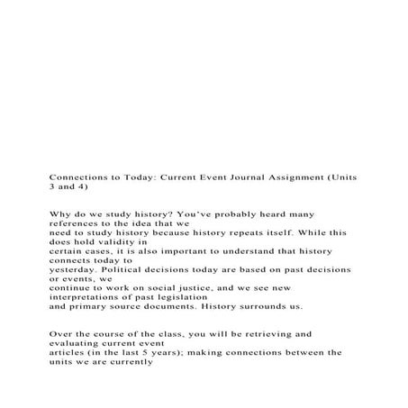 Connections to Today Current Event Jour.docx | Educational Assessment ...