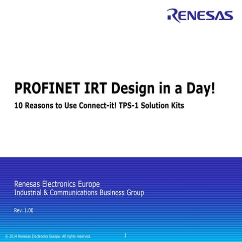 10 Reasons to use the Renesas TPS-1 PROFINET solution kit | PDF