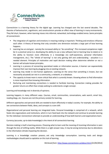 Connectivist Learning Theory | PPT
