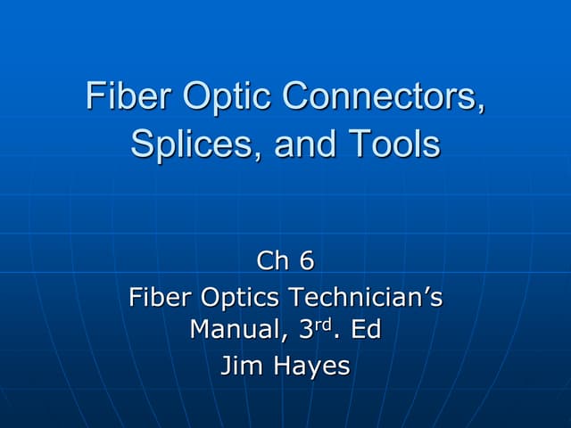 Optical Fibre Splices , Couplers and Connectors | PPTX