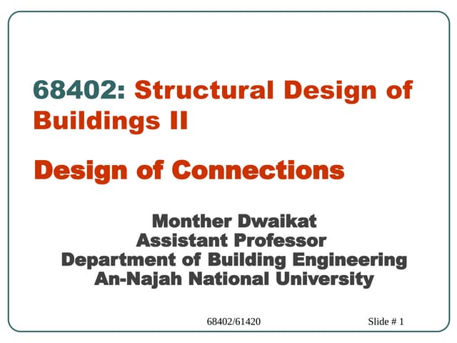 Connections in steel structures | PPTX