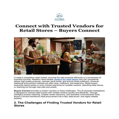 Connect with Trusted Vendors for Retail Stores – Buyers Connect | DOCX