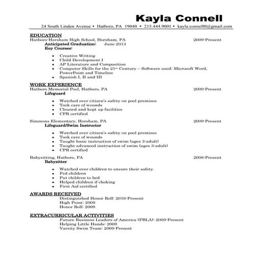 Resume sample emily wernndocx | DOCX