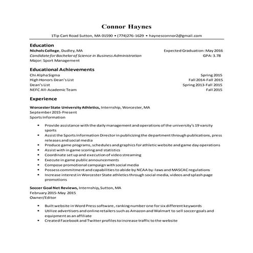 Connor Haynes resume | DOCX