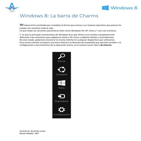 Conoce la barra de charms de Windows 8 | PDF