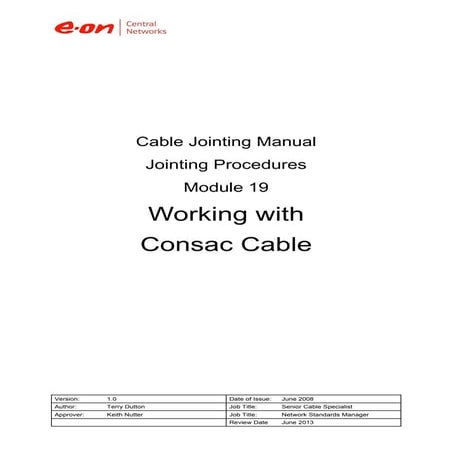 Consac Cable - LV Cable Jointers & Jointing Procedures | PDF
