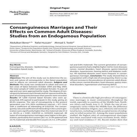 Consanguineous marriages and their | PDF | Diseases and Conditions ...