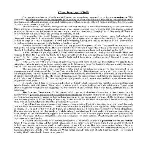 Different Kinds of Conscience | PPTX