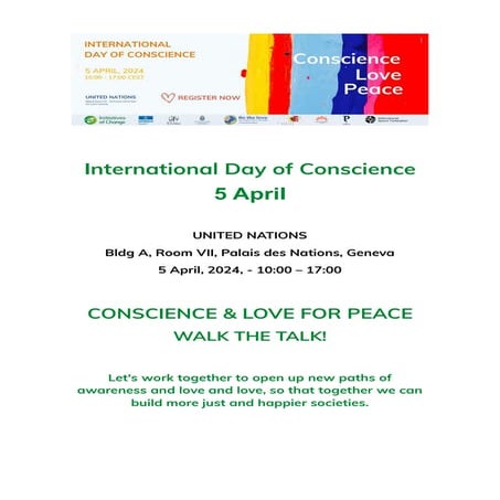 Conscience. Love. Peace - International Day of Conscience 2024. | PDF