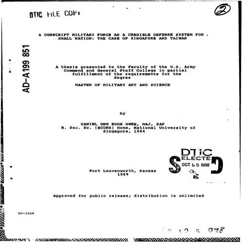 A Conscript Military Force As A Credible Defence System for a Small ...