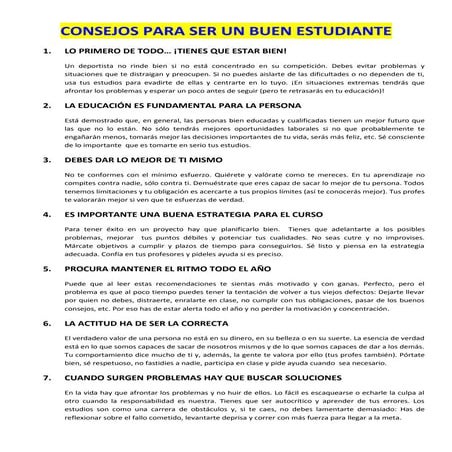 Consejos para ser un buen estudiante | DOC