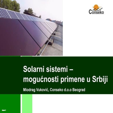 Conseko solarni sistemi - primena u srbiji | PPT