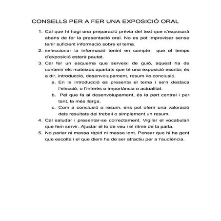 Consells per a fer una exposició oral | PDF
