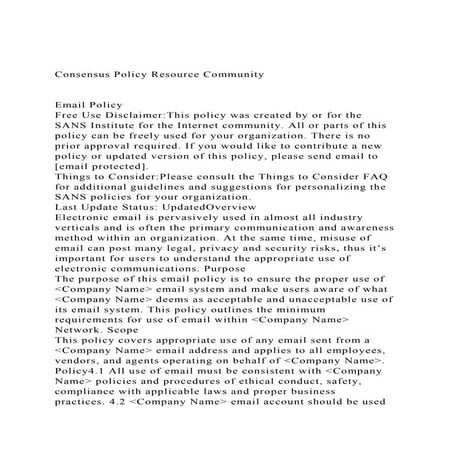 Consensus Policy Resource CommunityEmail PolicyFree Use .docx
