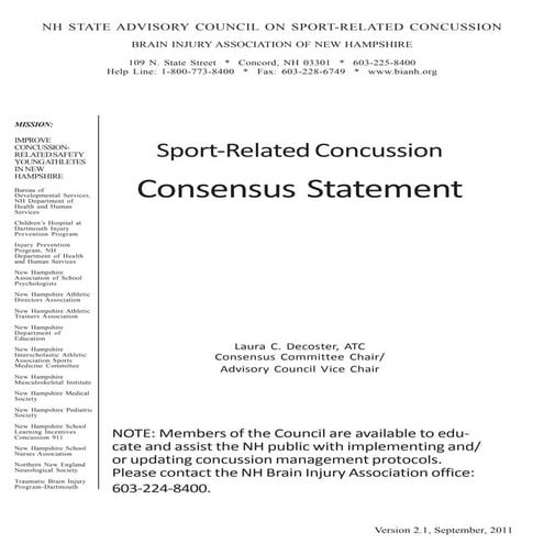 NH Sport Concussion Advisory Council Consensus statement version 2.1 | PDF
