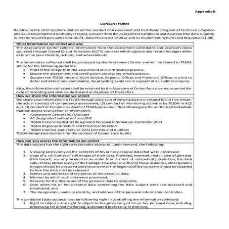 Consent form for TESDA | DOCX