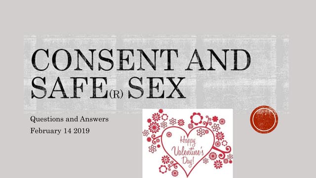 Consent And Safer Sex Ppt