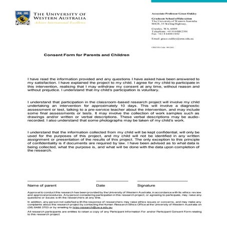 Consent form for parents | DOCX
