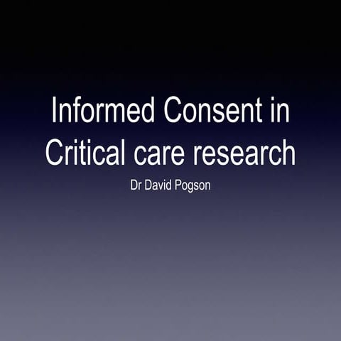 Informed Consent in Critical Care Research | PPTX