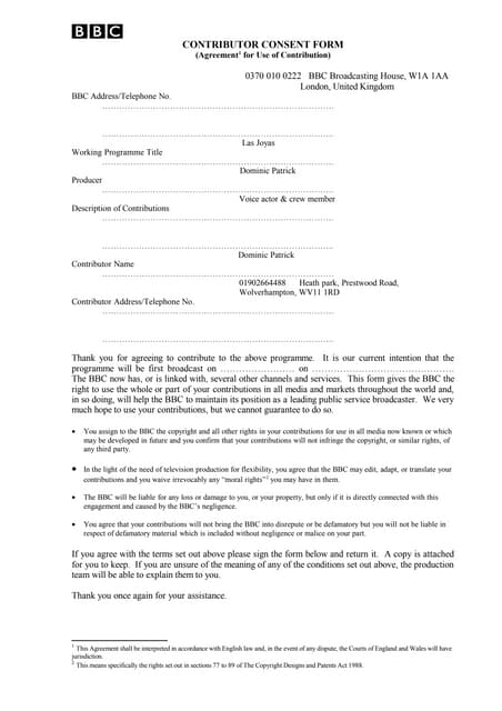 Media actor consent form | DOCX