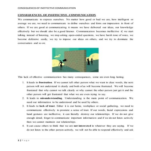 CONSEQUENCES OF INEFFECTIVE COMMUNICATION | DOCX
