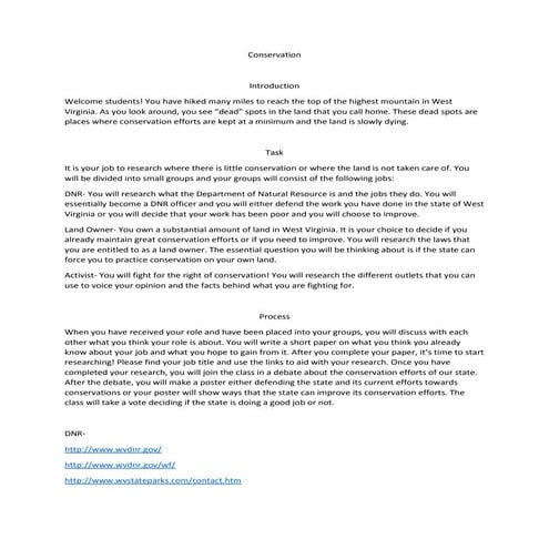 Conservation Webquest | DOCX | Education