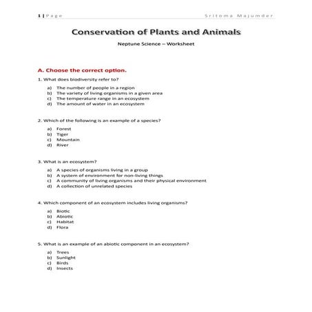 CBSE Grade 8 Science(Biology) Conservation of Plants and Animals ...