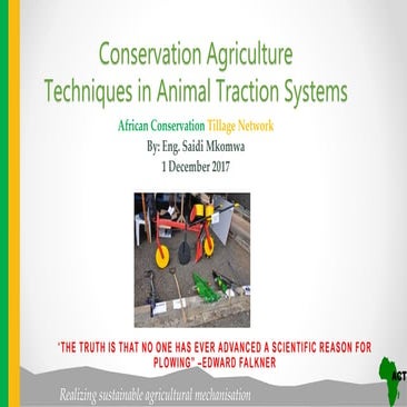 Conservation agriculture techniques in animal traction systems | PPTX
