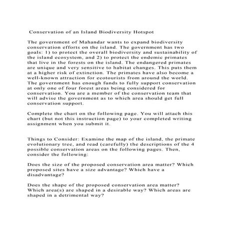 Conservation of an Island Biodiversity HotspotThe government .docx ...
