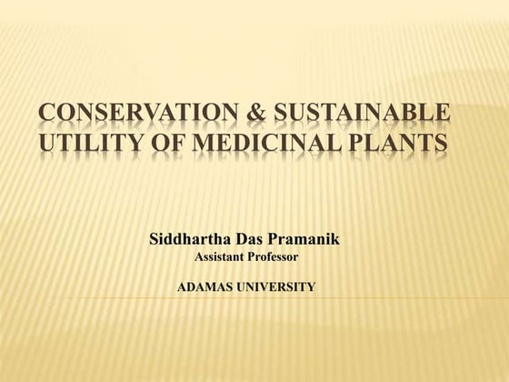 Conservation of medicinal plant | PPT