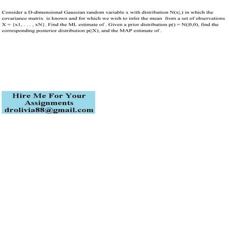 Consider A D Dimensional Gaussian Random Variable X With Distributiopdf 