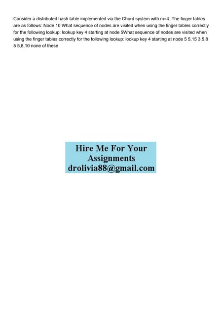 Consider A Distributed Hash Table Implemented Via The Chord Pdf 7248