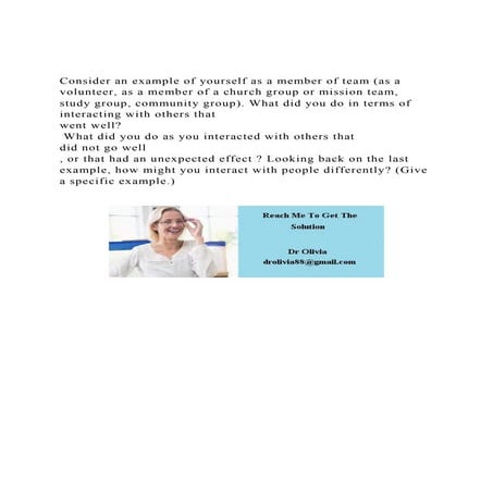 Consider an example of yourself as a member of team (as a volunt.docx