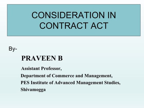 Consideration under law contract | PPT