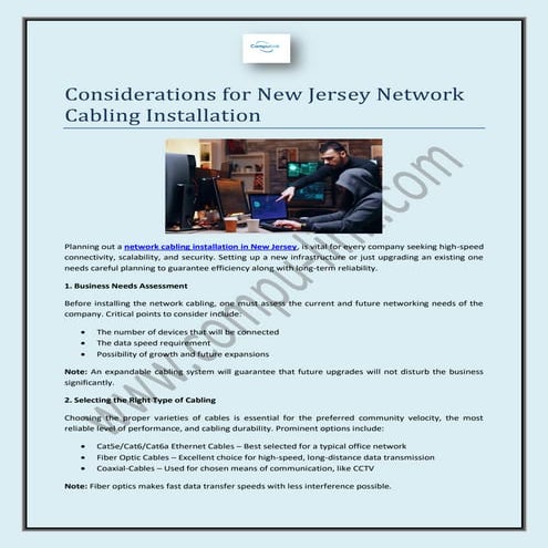 Considerations for New Jersey Network Cabling Installation | PDF