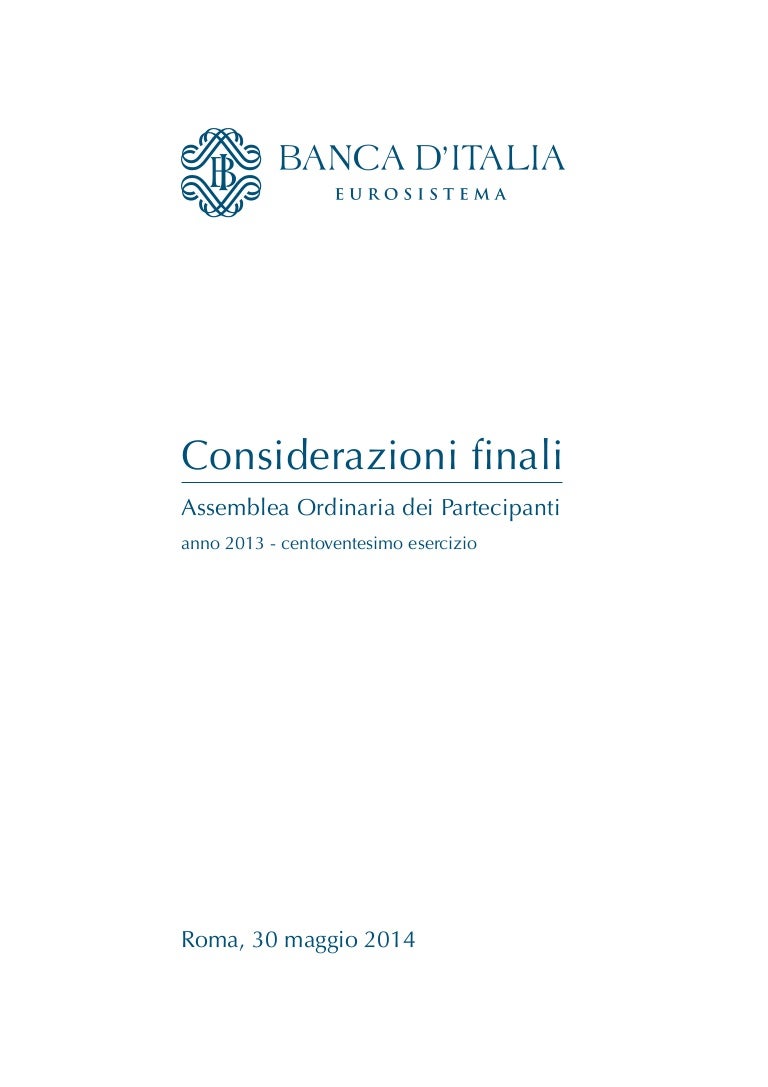 Considerazioni finali - Banca d'Italia