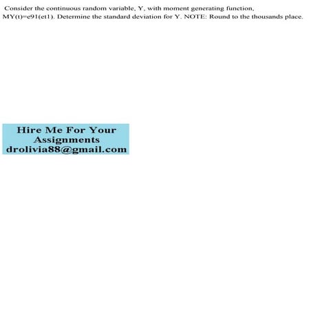 Consider The Continuous Random Variable Y With Moment Generating Fupdf 
