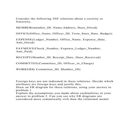 Consider the following 3NF relations about a sorority or fraternit.docx