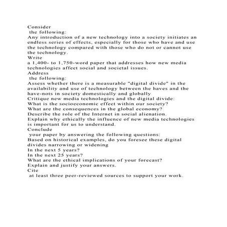Essay Prompts – Causes and Effects of the Digital Divide This short .docx