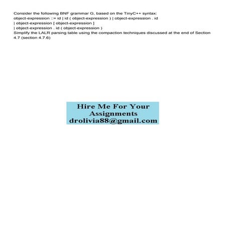 Consider the following BNF grammar G based on the TinyC++ s.pdf