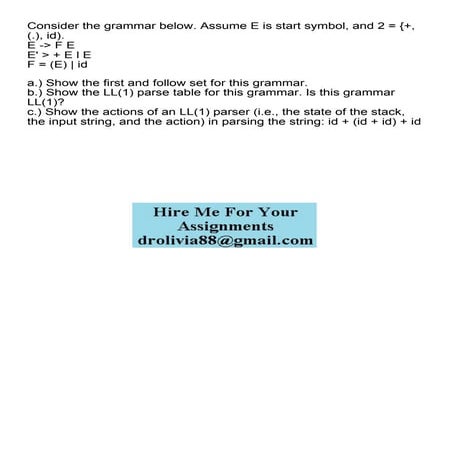 Consider The Grammar Below Assume E Is Start Symbol And 2 Pdf 