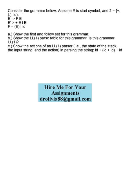 Consider The Grammar Below Assume E Is Start Symbol And 2 Pdf