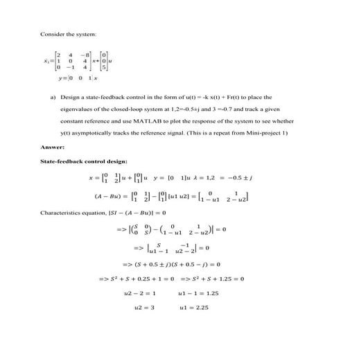 observer based state feedback controller design in Matlab (Simulink ...