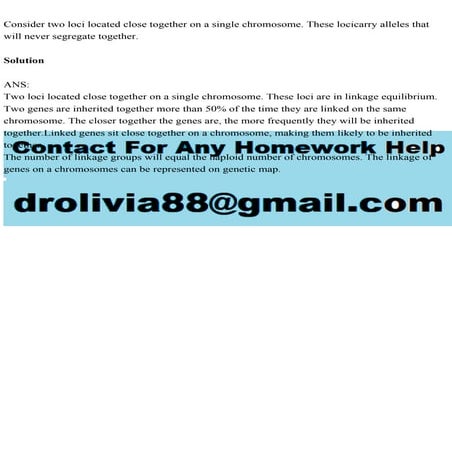 Consider two loci located close together on a single chromosome. The.pdf