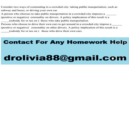 Consider two ways of commuting in a crowded city taking public tran.pdf | Automotive