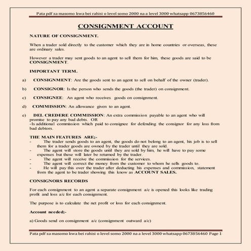 Consignment account | DOCX