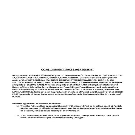 Consignment sales agreement | PDF