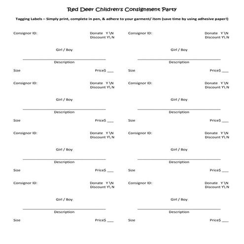 Consignor Tagging Template | PDF