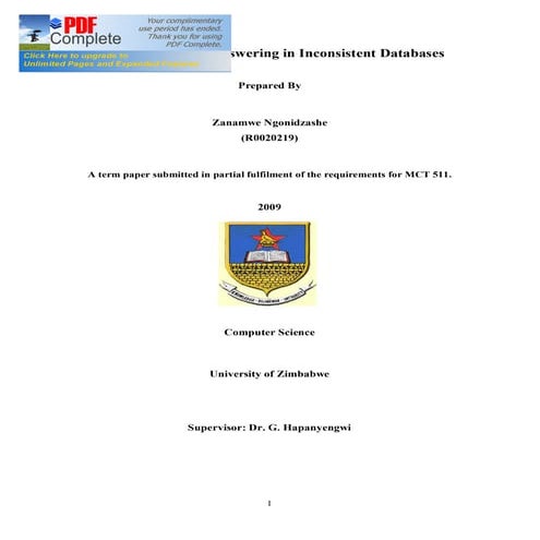 Consistent query answering in inconsistent databases | PDF