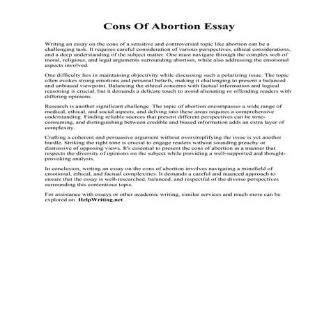 Essay On Abortion Pros And Cons | PDF